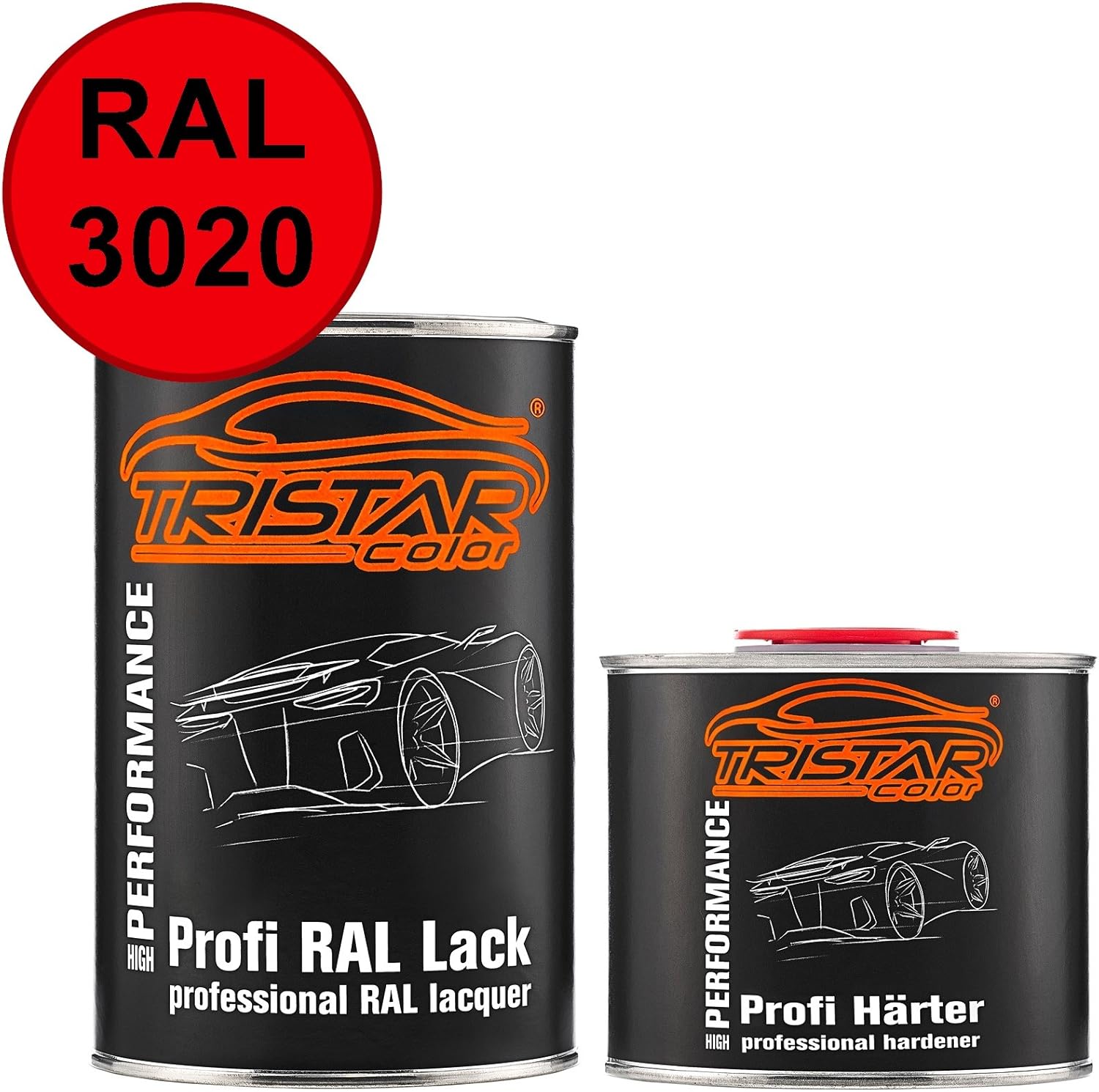 TRISTARcolor RAL 3020 Verkehrsrot glänzend 2K Autolack 1,5 Liter / 1500 ...