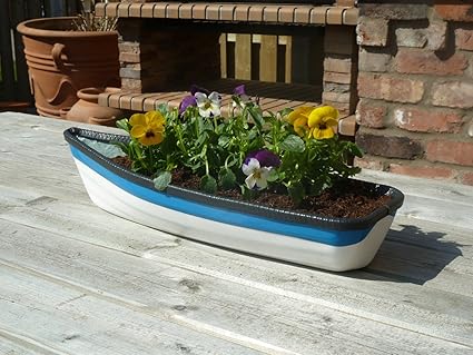 Boat Planter - Traditional Boat Shaped Garden Flower Planter - Indoor ...