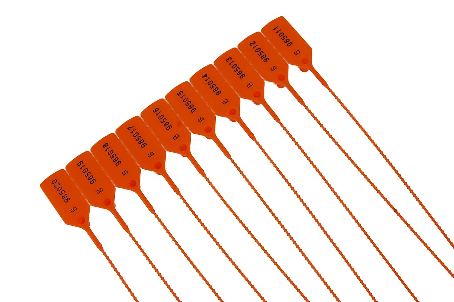 50 X ORANGE SECURITY TAGS NUMBERED PULL TIES SECURE ANTI-TAMPER SEALS ...