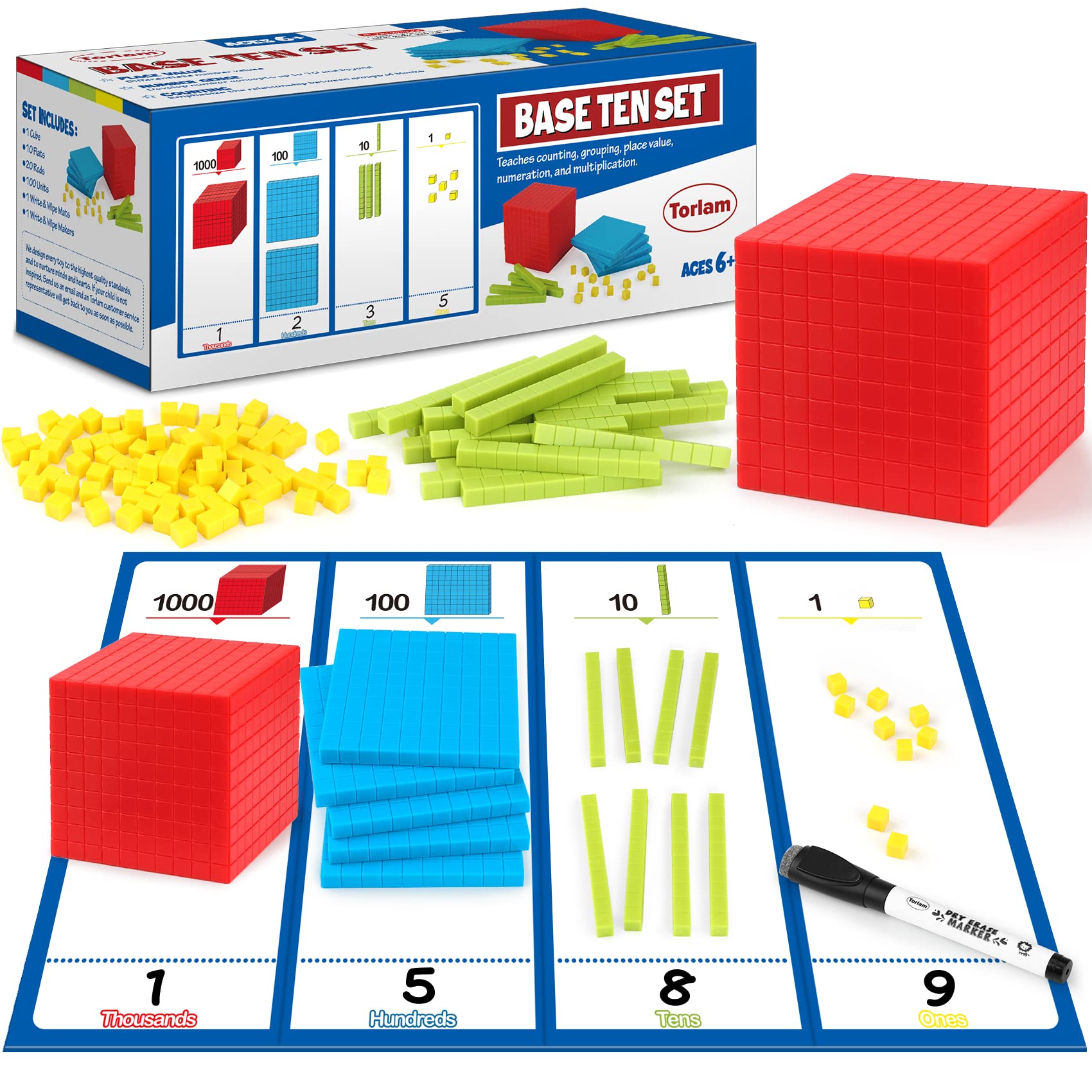 Mua Torlam 131 PCS Base Ten Blocks for Math - Place Value Blocks ...