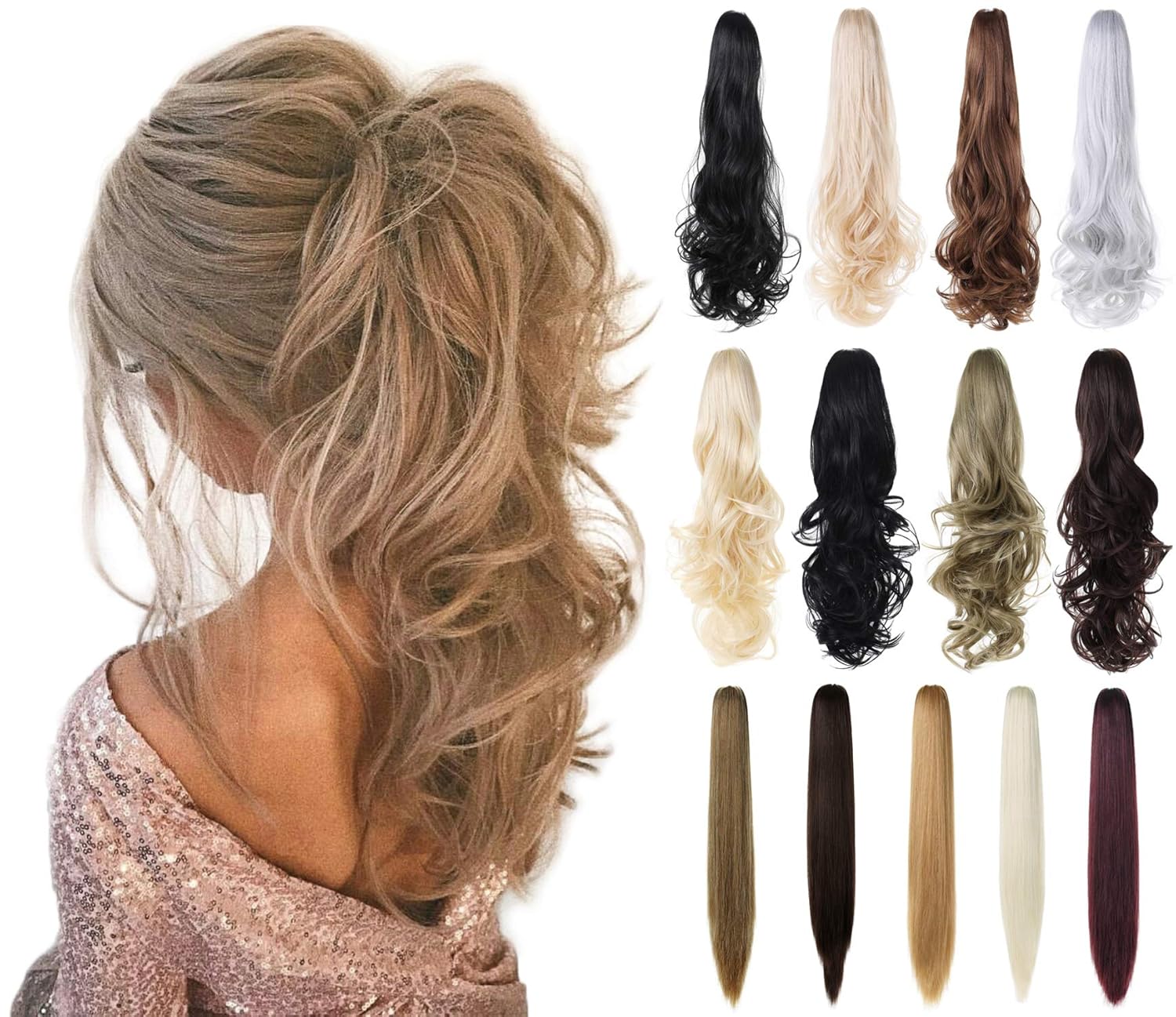 Amazon.com : XBwig Claw Clip in Ponytail Hair Extension 18" 21" 24 ...