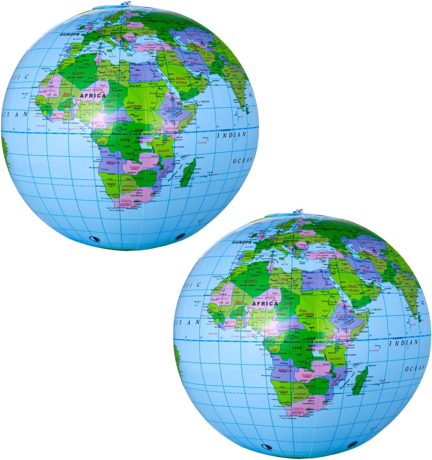 GOTH Perhk 2 Pack Inflatable World Globe, Inflatable Earth Map ...