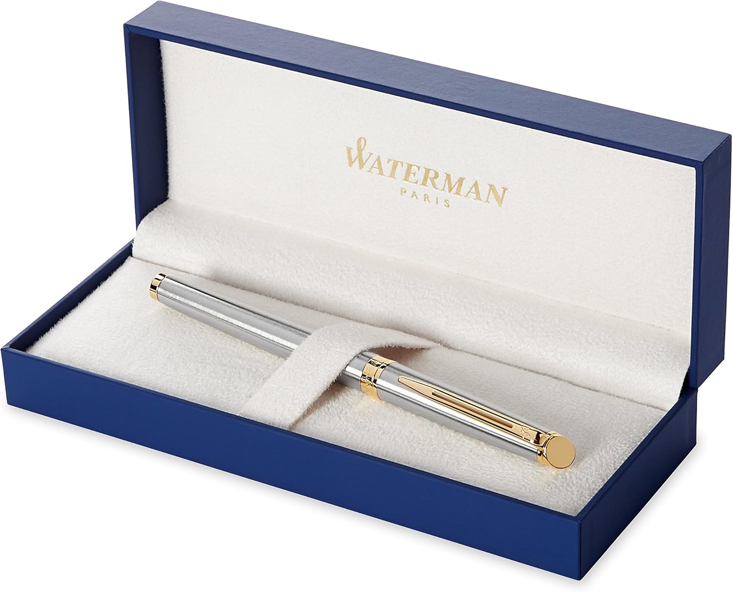 Waterman Hemisphere Fountain Pen Stainless Steel With 23k Gold Trim waterman-hemisphere-fountain-pen-stainless-steel-with-23k-gold-trim