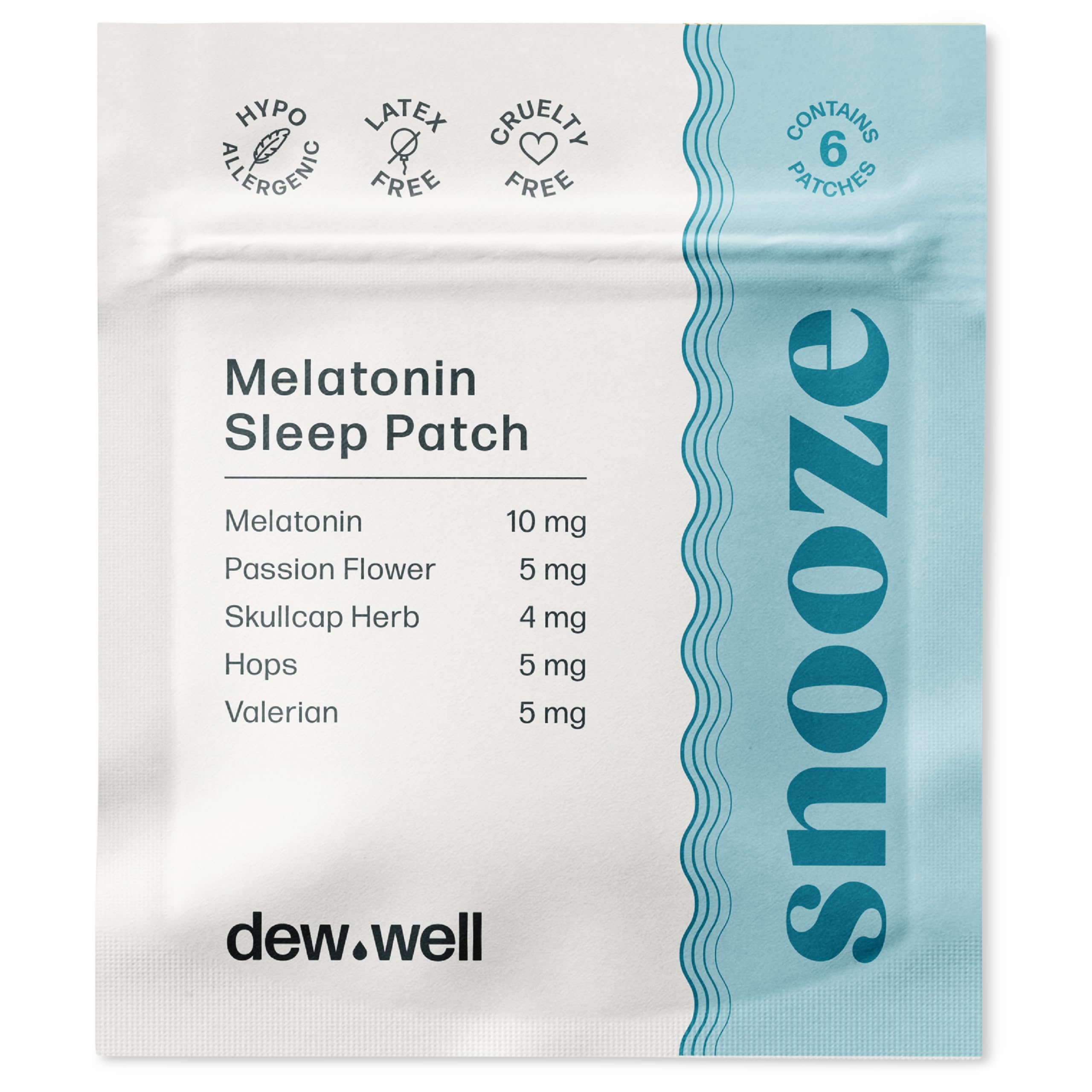 Dew Well 6 Pack Snooze Melatonin Sleep Patches – Wearable, No Latex ...