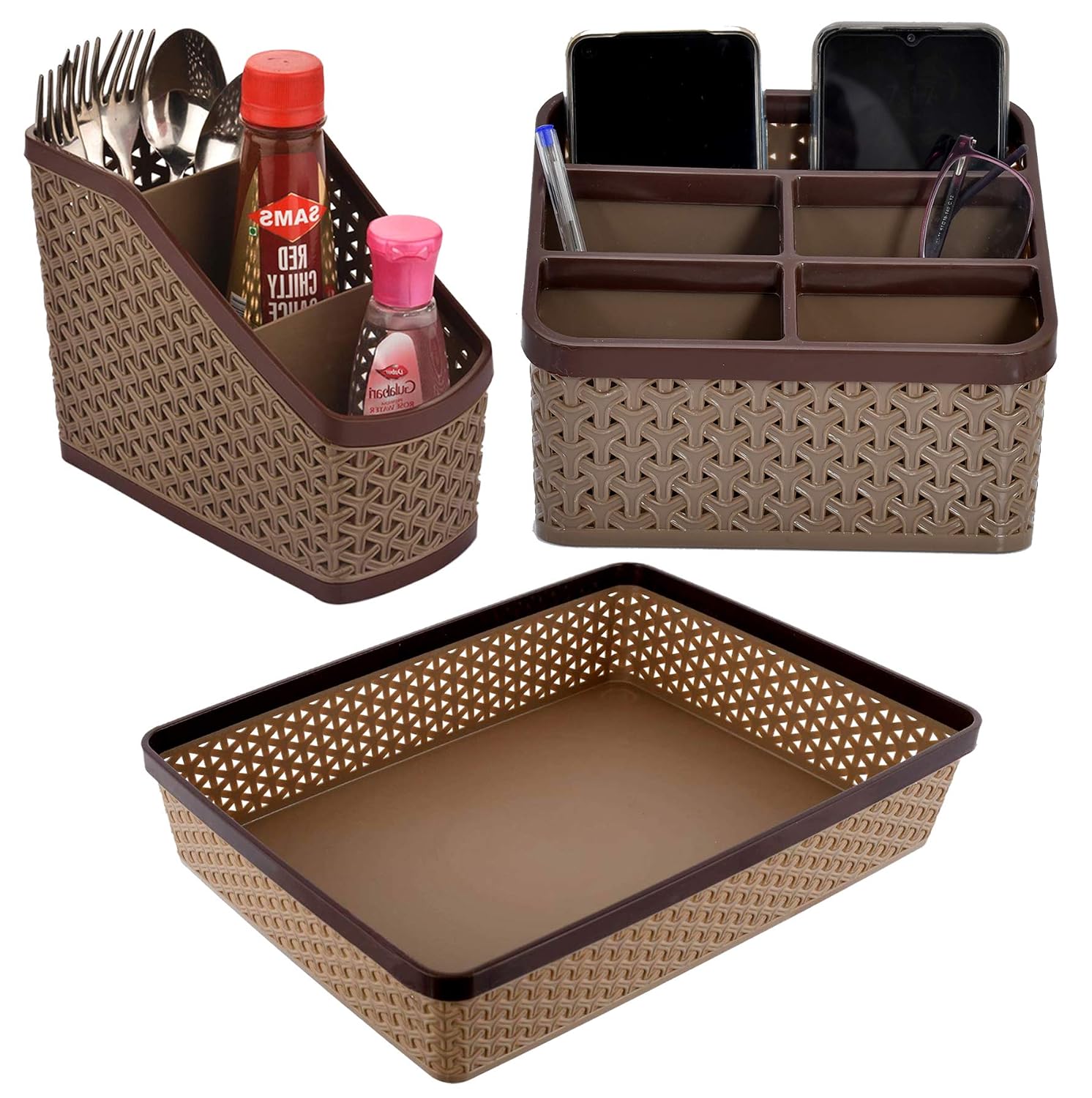 Kuber Industries Plastic 2 Pieces Small & Large Compact and 1 Piece ...