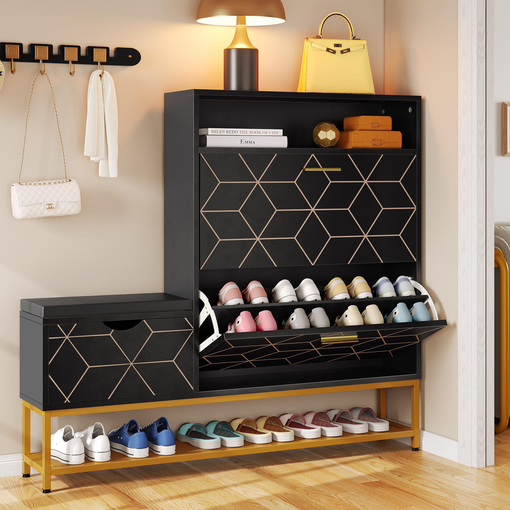 YITAHOME Shoe Cabinet with 2 Flip Drawers for Entryway, Large Shoe ...