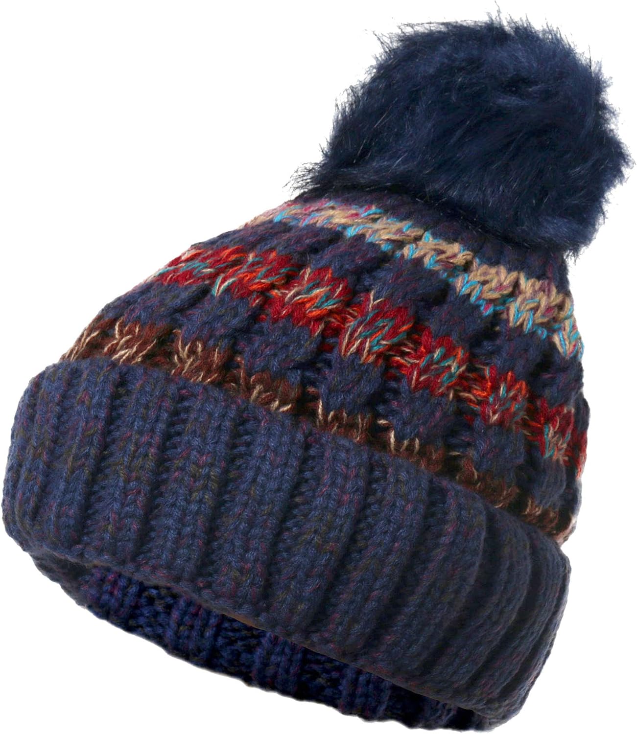 Ypser Mujeres de Invierno Cálido Gorro de Punto de Ganchillo Forro de ...