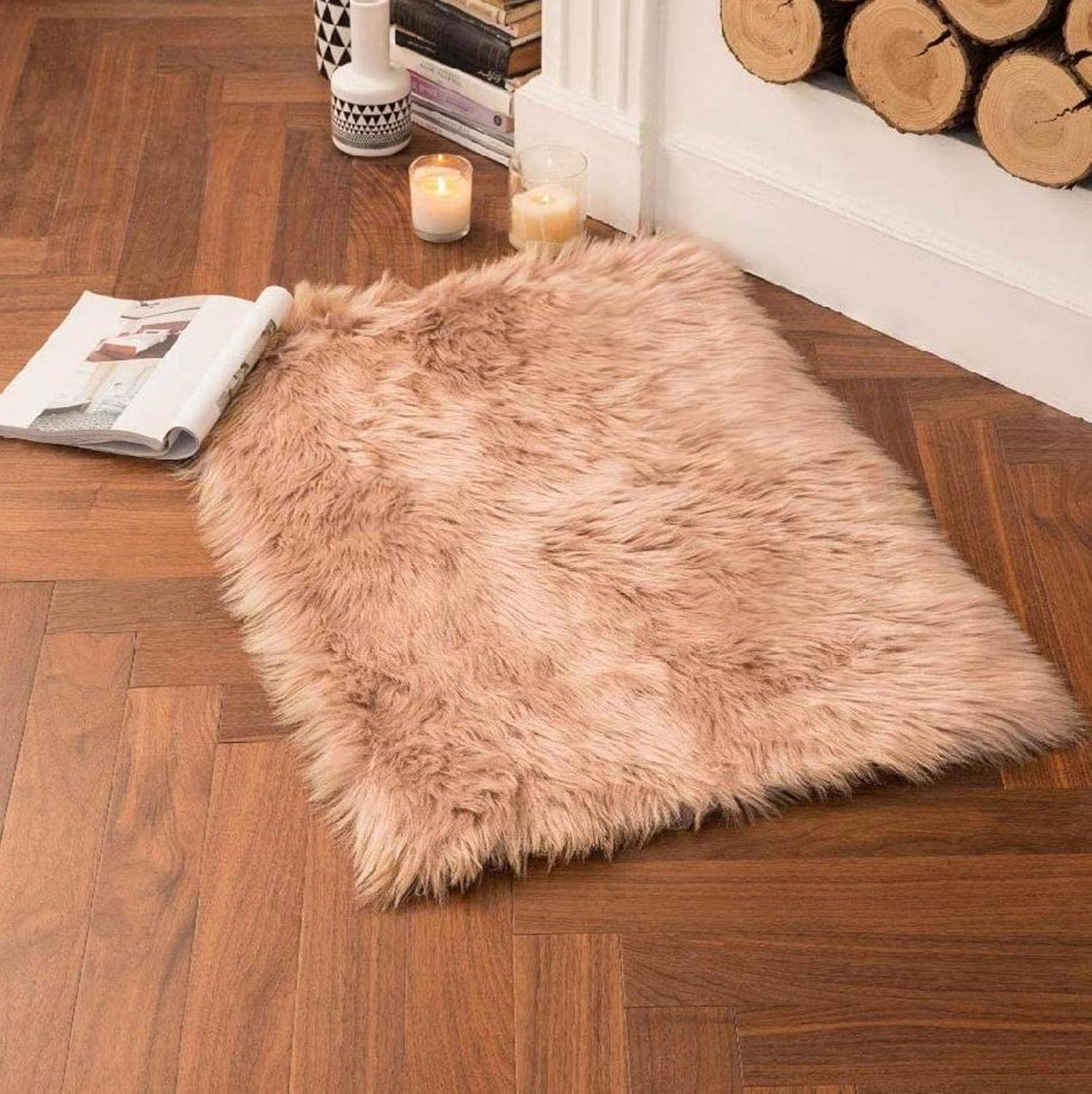 Buy Upvolution Sheep Skin Fur mat, Sheepskin Washable Carpet Warm Hairy ...