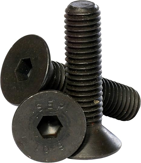 (4mm) M4 x 25 Black 10.9 Grade High Tensile Hex Socket Countersunk Screws Self Colour Allen ...