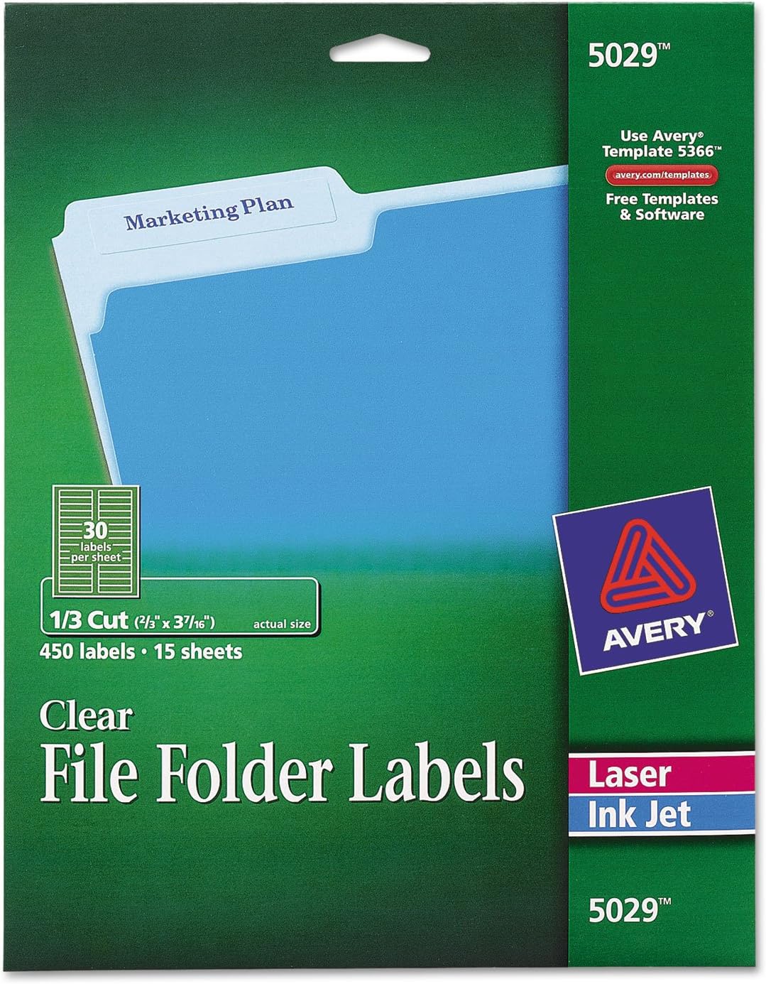 Amazon Avery 5029 Clear File Folder Labels 1 3 Cut 2 3 X 3 7 16 