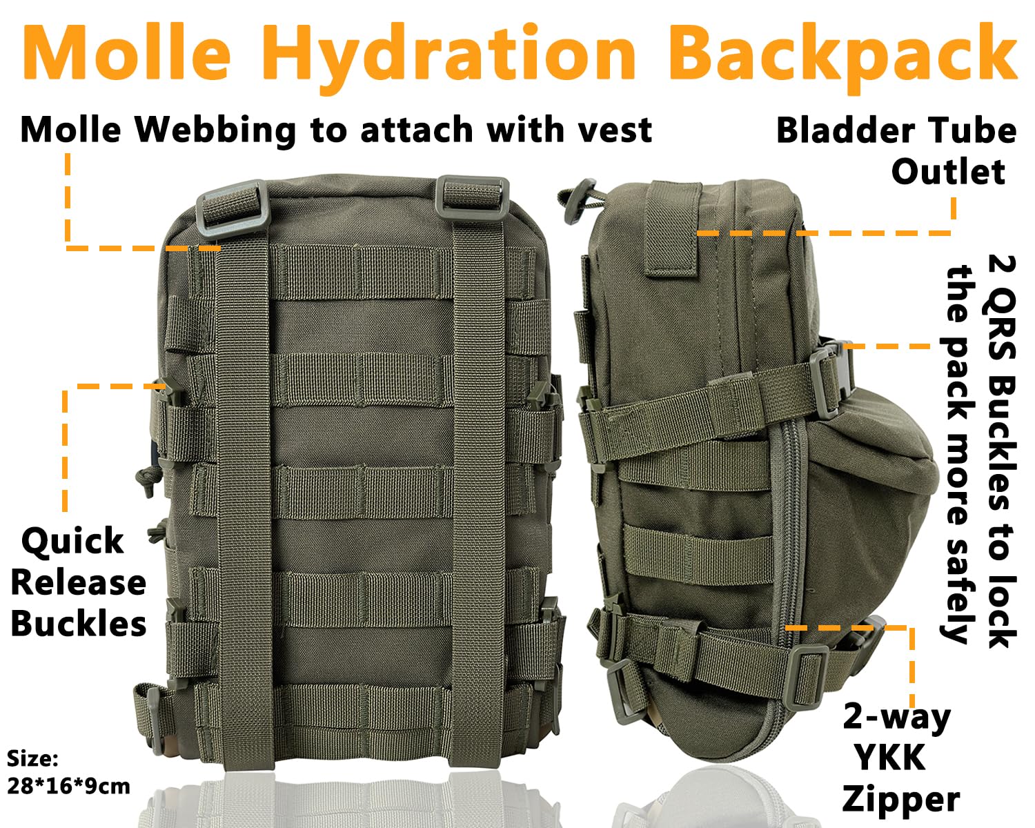 Mua Tactical MOLLE Hydration Backpack for 2L Water Bladder,500D Nylon ...