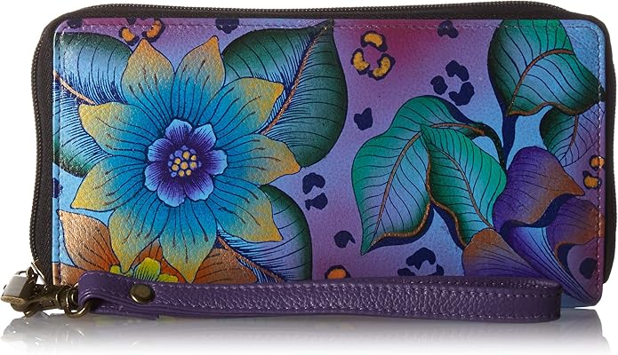 Anna by Anuschka Hand Painted Leather Women's Zip-Around Clutch Wallet ...
