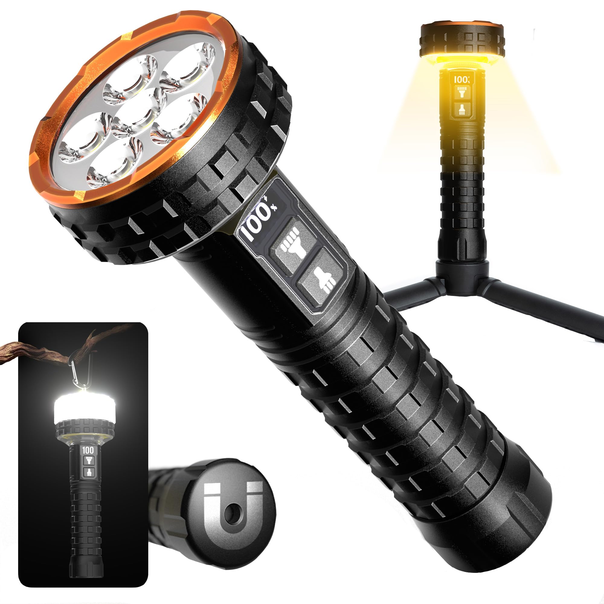 ELESALL Flashlight, 5000 Lumen Rechargeable LED Flashlight with Digital ...