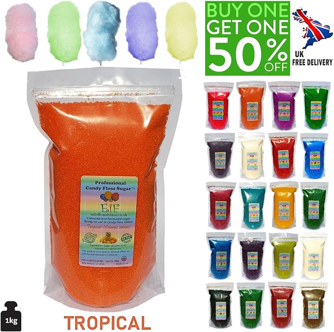 Candy Floss Sugar EiF Tropical (ORANGE colour) 1 KG - Ready To Use in ...