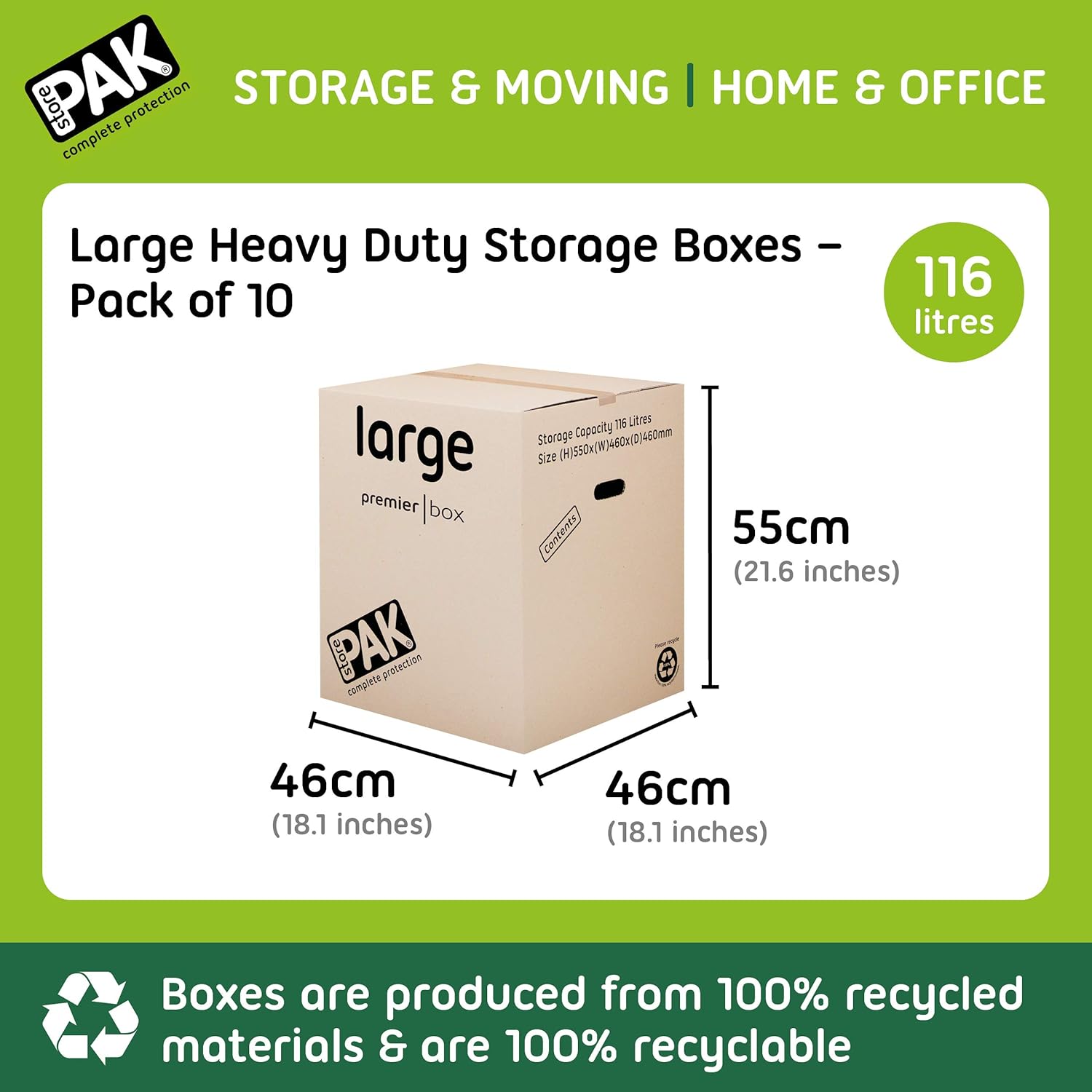 StorePAK Heavy Duty Large Storage Boxes / Strong Moving Box, 107 Litres ...