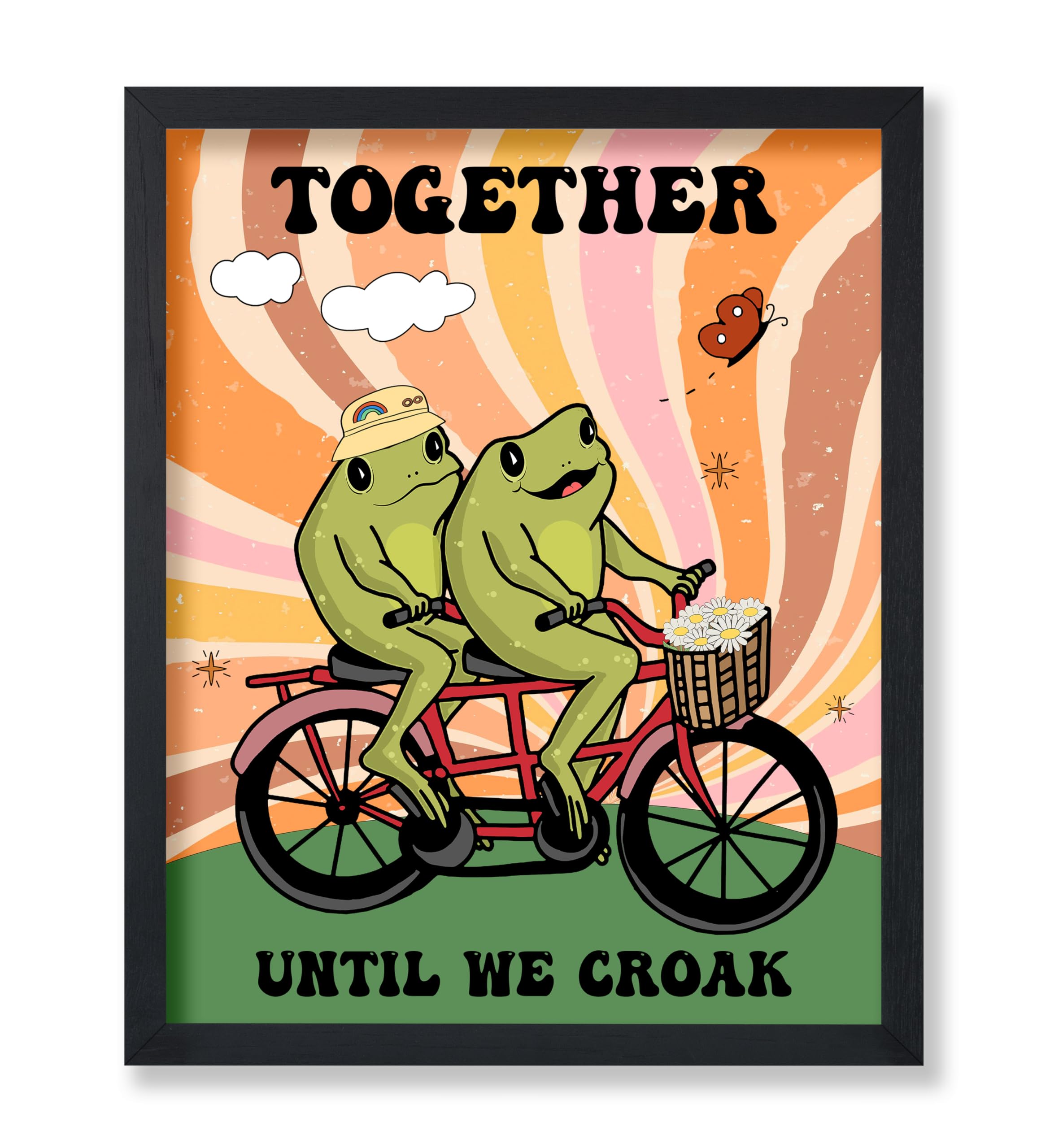 Poster Master Together Until We Croak Poster - Retro Frogs on Bicycle ...