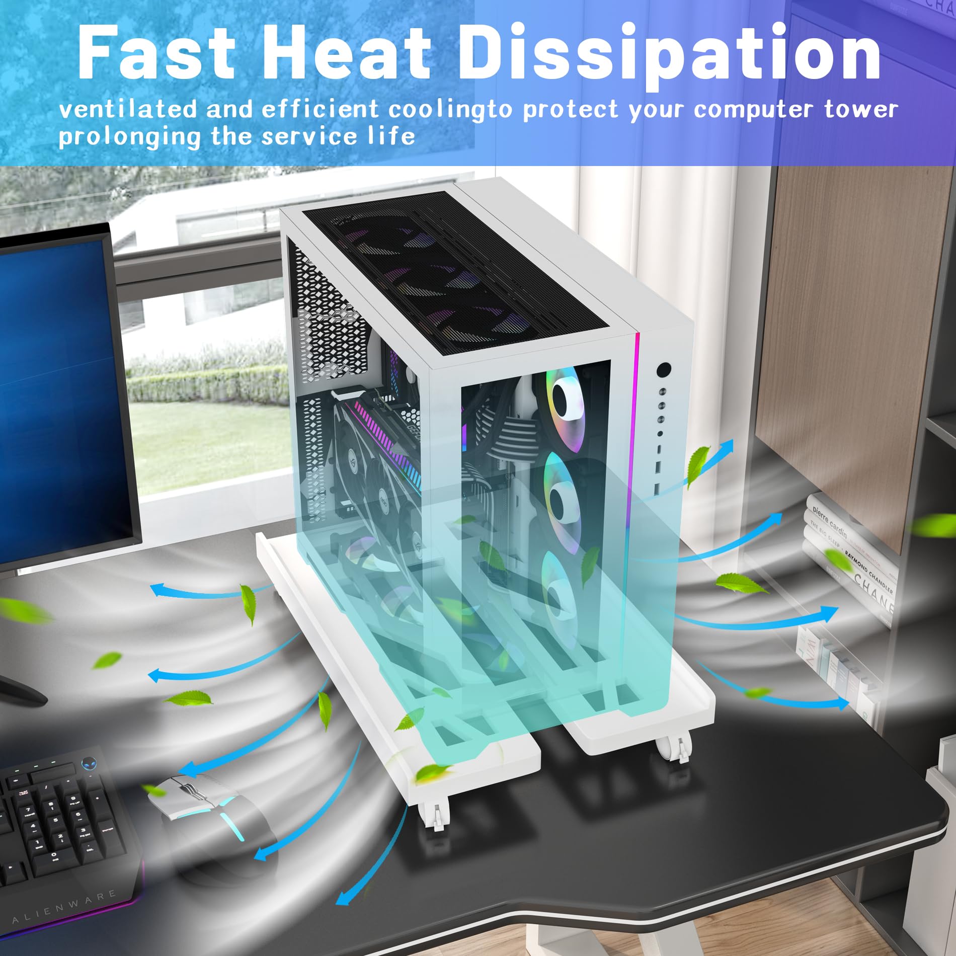 Mobile CPU Stand, CPU Rolling Stand Adjustable Computer Mobile Cart ...