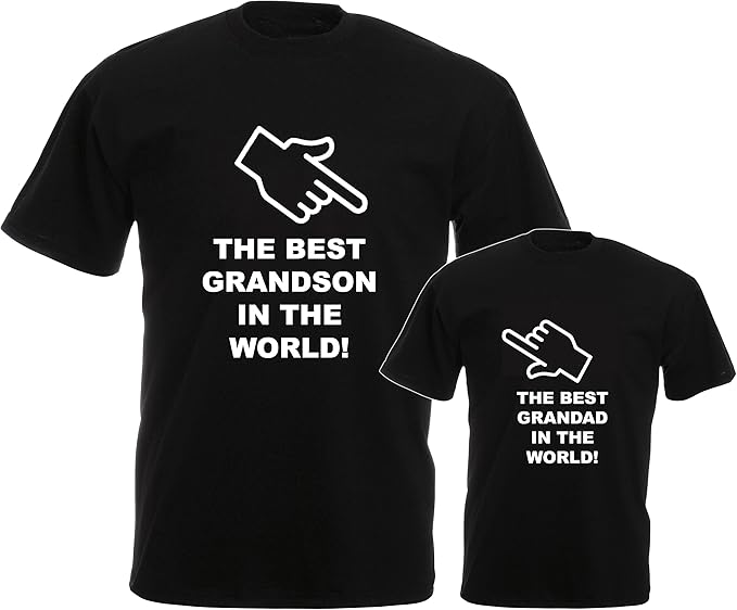 HN Print The Best Grandson T-Shirt Black: Amazon.co.uk: Clothing