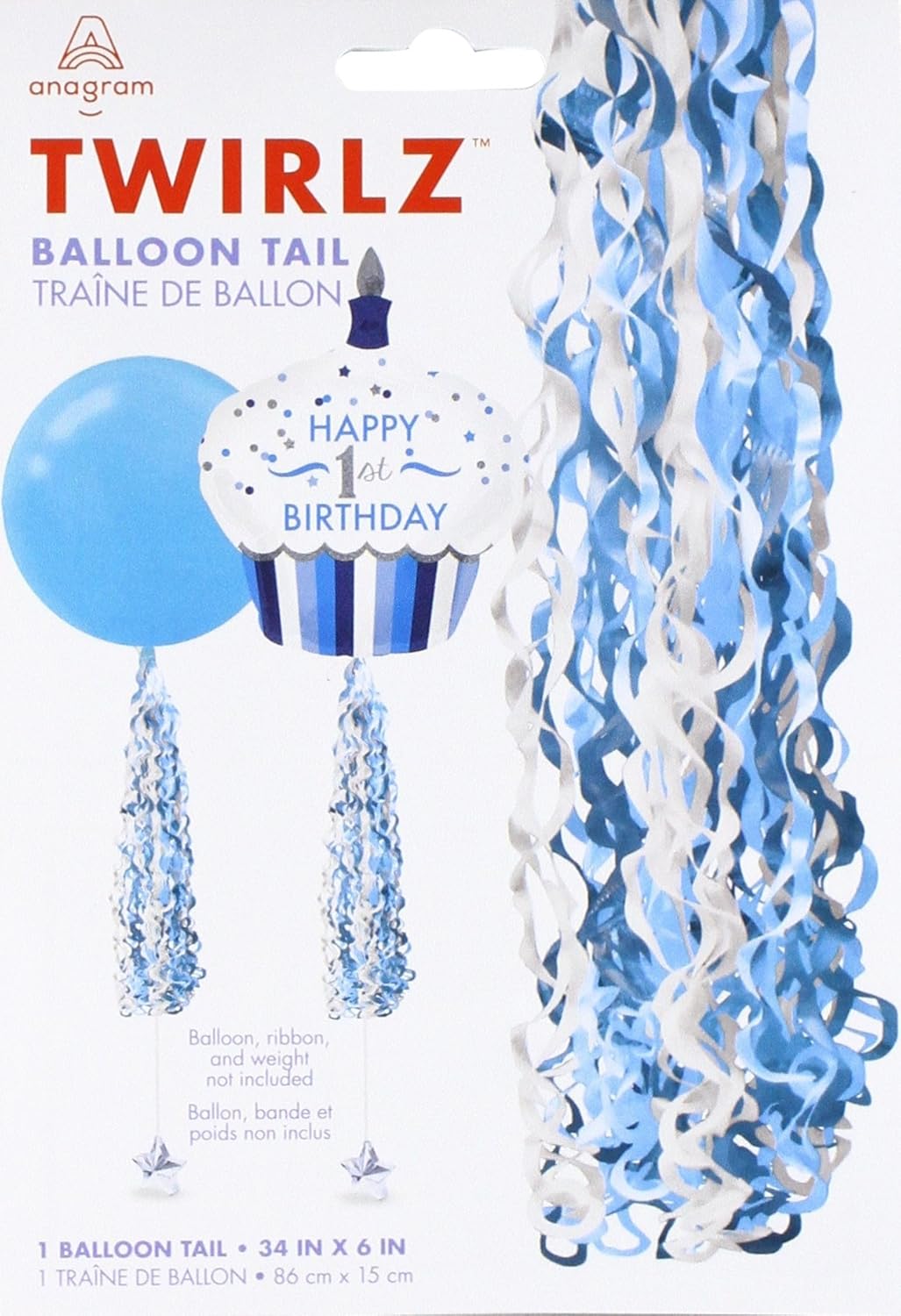 amscan 10022987 Blue Twirlz Balloon Tails Hanging Decoration-1 Pc ...