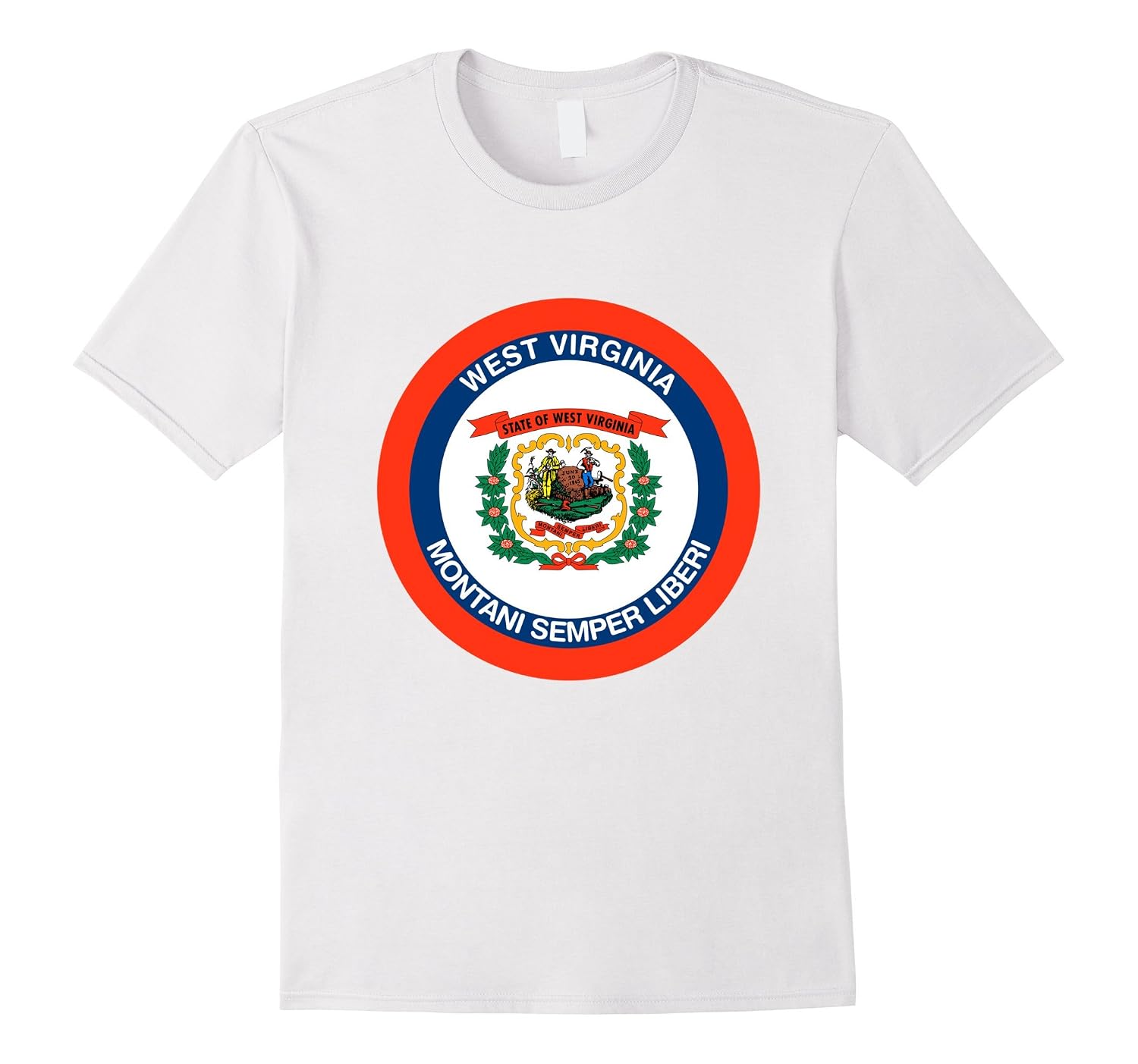 West Virginia Mountain State Flag With Motto T-Shirt-CD – Canditee