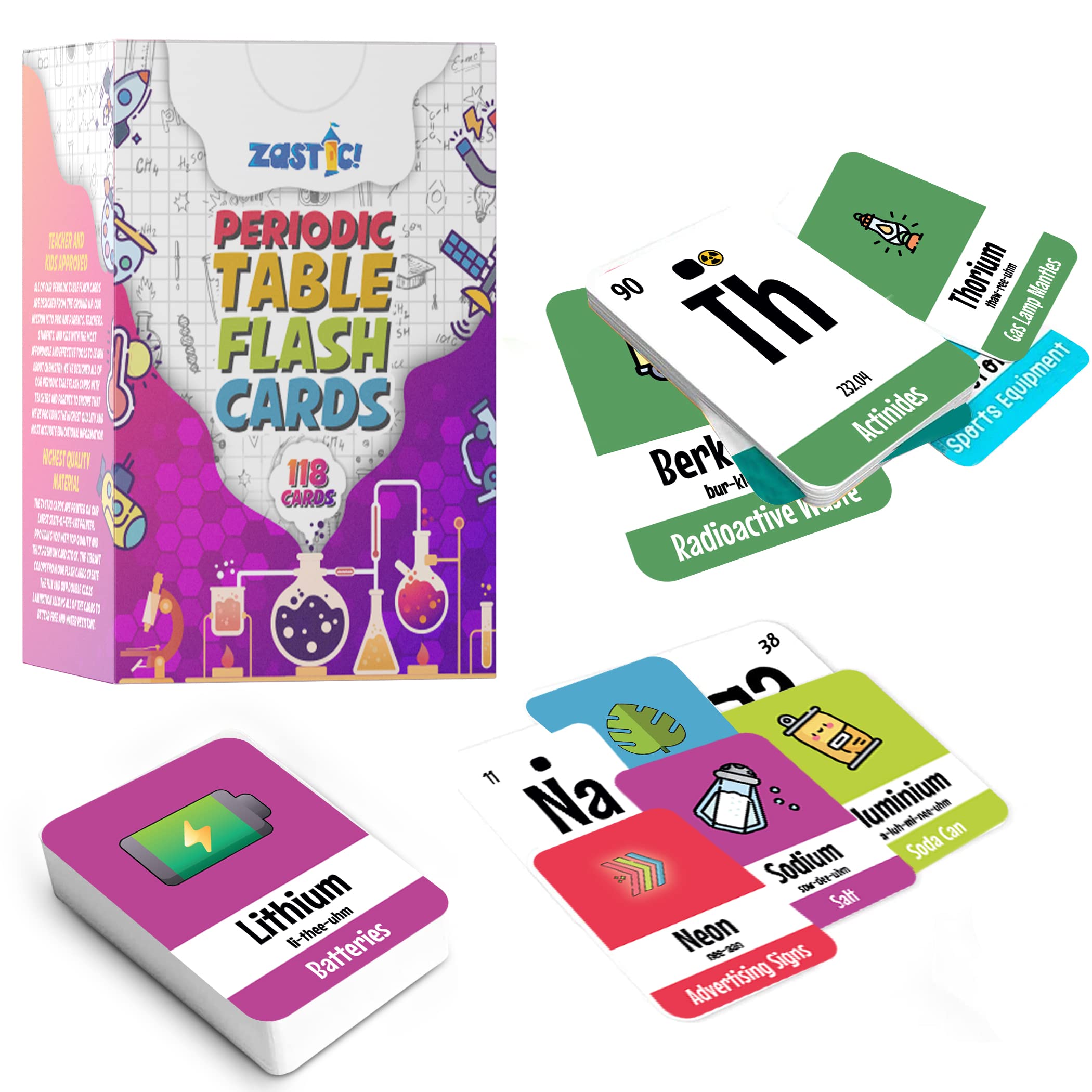 Mua Zastic! Periodic Table Flash Cards - Laminated Table of Elements ...