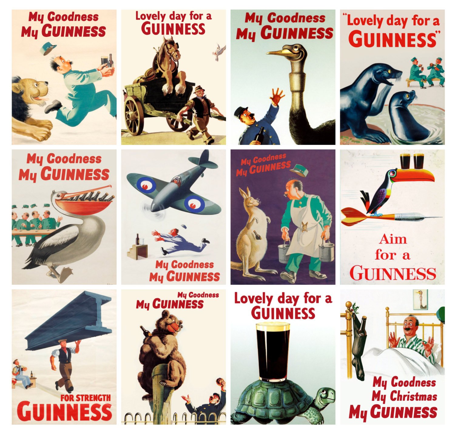 Just a few of the many vintage Guinness ads. Cool back then, even ...