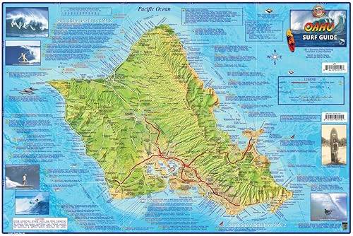 Oahu Hawaii Surf Guide Surfing Map Franko Maps Laminated Poster in Oman ...