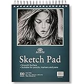 Artecho Sketch Book 9 x 12 Inch, 100 Sheets 90gsm, Spiral Sketchbook, Hardcover Sketchbook, Acid ...