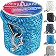 Amazon.com: VEITHI Anchor Rope 100 ft x 3/8 inch Blue, Double Braided ...