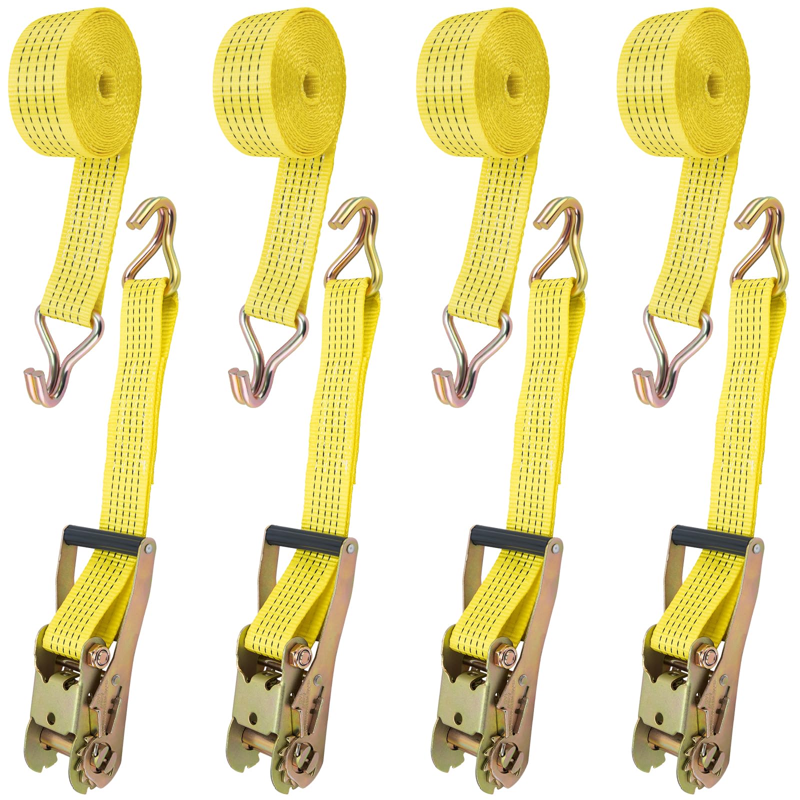 Heavy Duty Ratchet Straps(4 Pack), 2" x15' Ratchet Tie Down Strap, 5000 Lbs Ratchet Straps Heavy ...