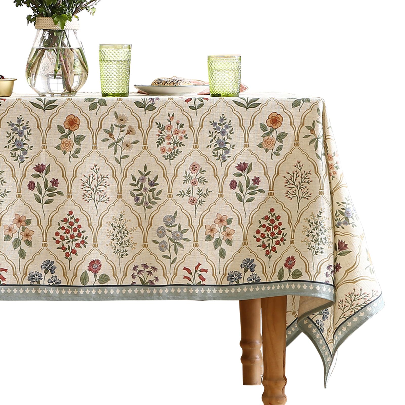 ISAENNE Floral Tablecloth for Square Tables,Linen Table Cloth with ...