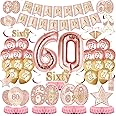 Amazon.com: Rose Gold 60th Birthday Decorations for Women, 44Pcs Happy 60th Birthday Banner ...