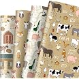 Amazon.com: AnyDesign 12 Sheet Farmhouse Wrapping Paper Farm Animal ...