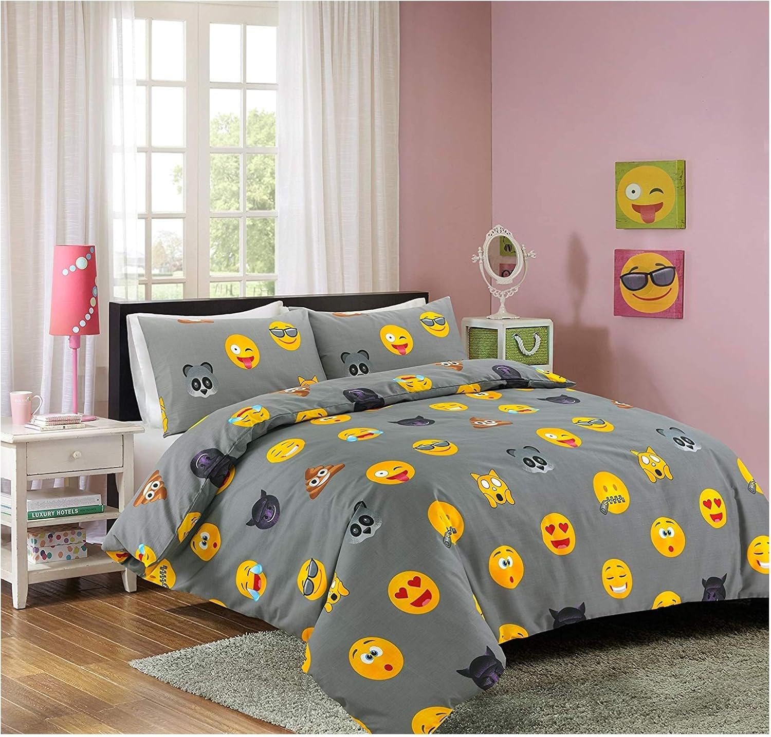 Parure de lit à Smileys avec housse de couette et taie d'oreiller ...