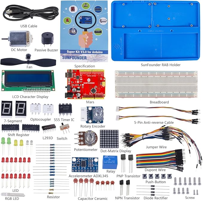 SunFounder Project Super Starter Kit V3.0 + Mars with Tutorial Book for Arduino UNO R3 Mega 2560 ...