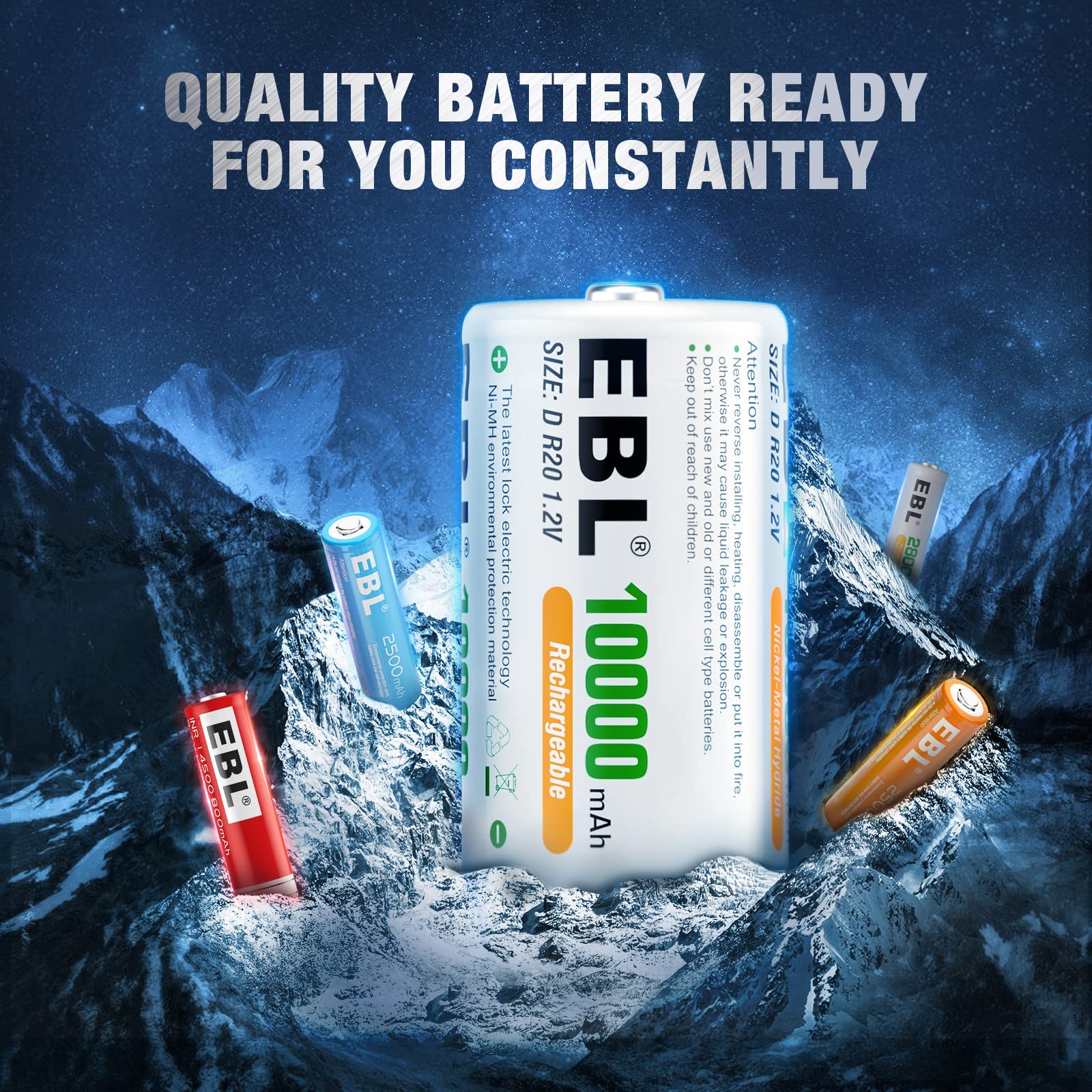 Mua EBL D Cell Batteries 10,000mAh Ultra Pro Ni-MH Rechargeable D ...