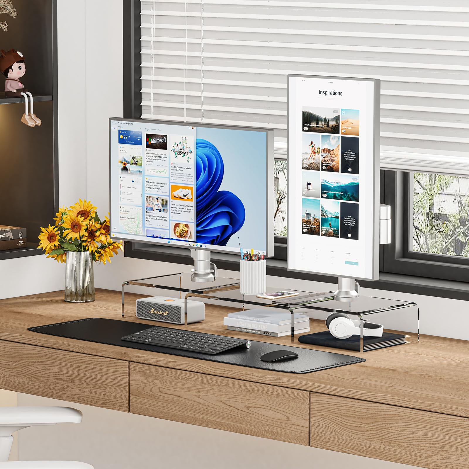 Mua Acrylic Monitor Stand, Dual Monitor Stand with Adjustable Length ...