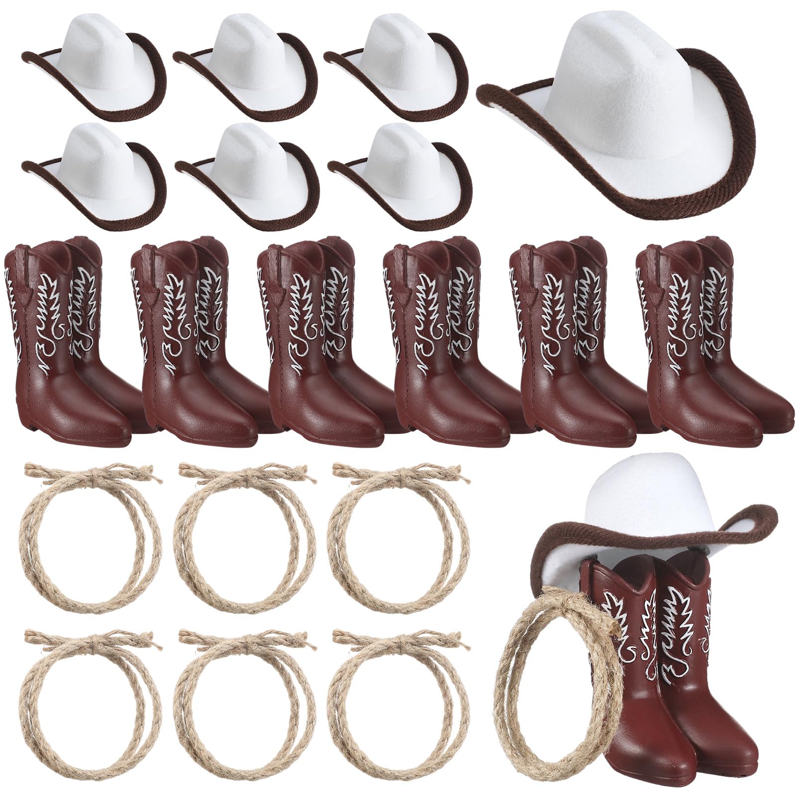 DoubleFill 18 Pcs Western Party Centerpieces for Table, 6 Mini Cowboy ...