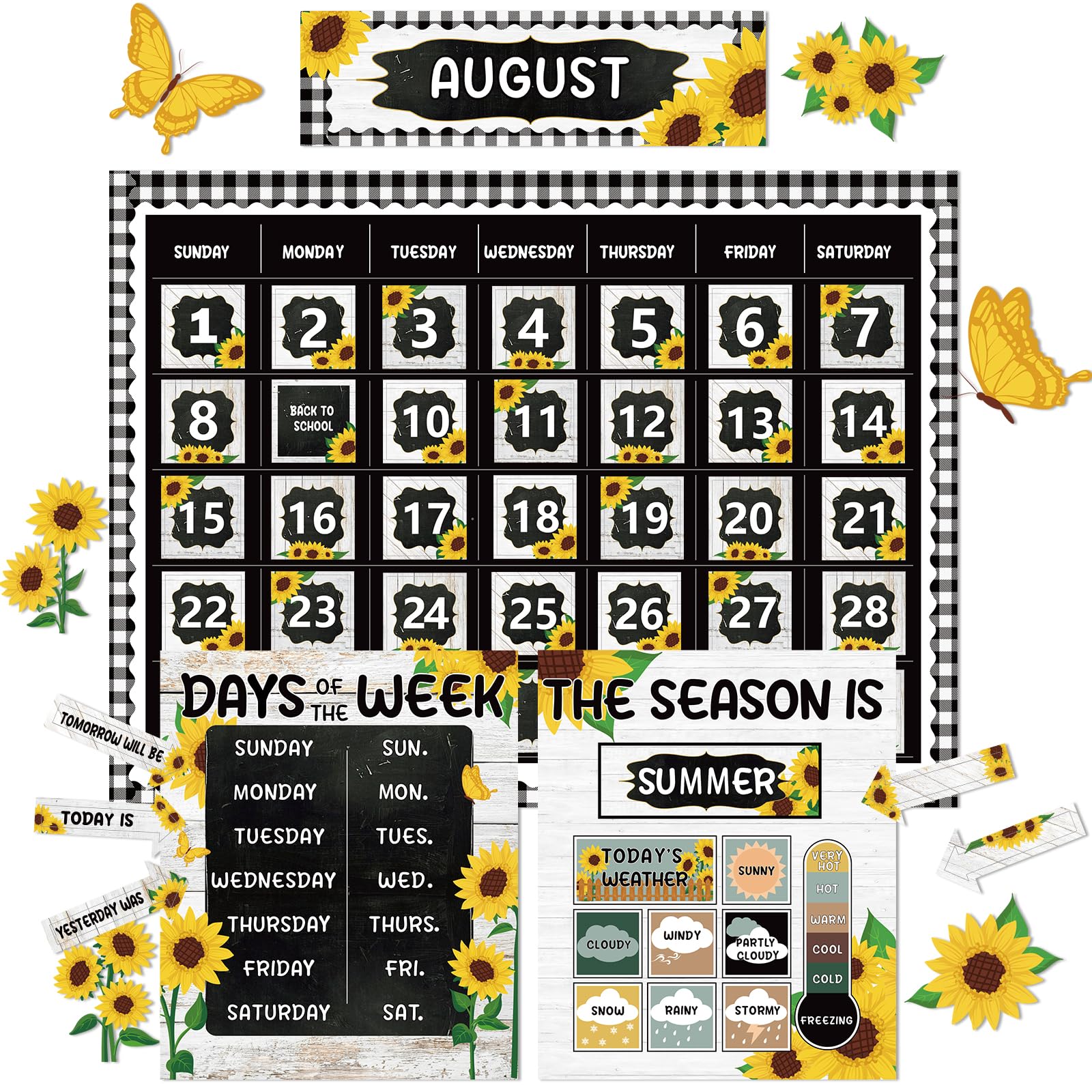 Sunflower Calendar Bulletin Board Set for Classroom Decoration ...
