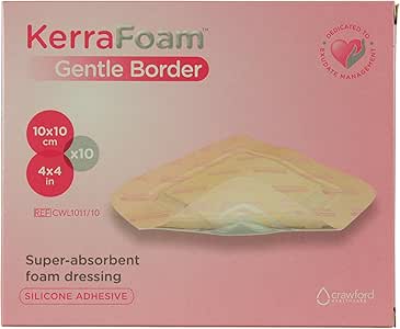 Amazon.com: KerraFoam 4" x 4" Gentle Border Foam Dressing for Wound ...