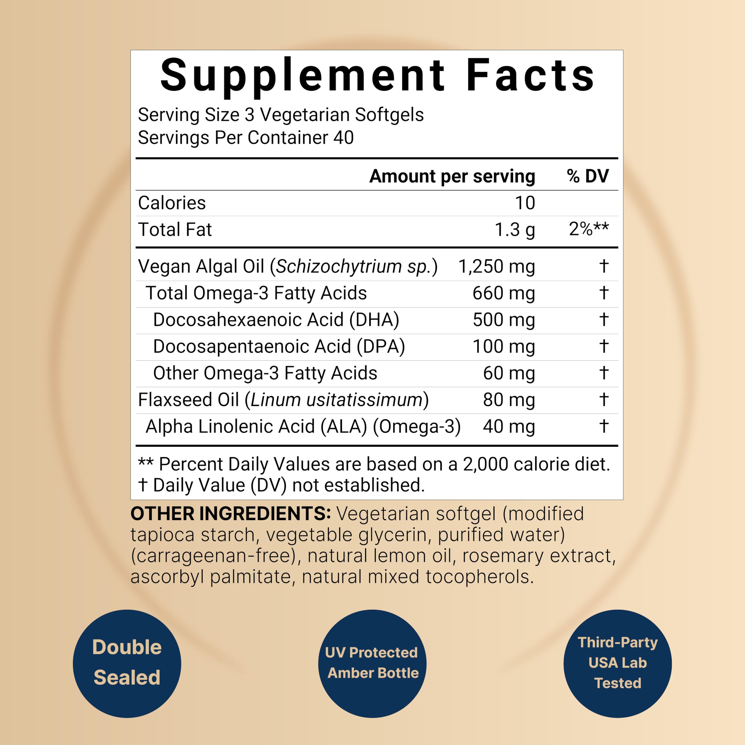 Mua Vegan Omega 3 Algae Oil Supplement 1,250 mg Per Serving | 120 ...