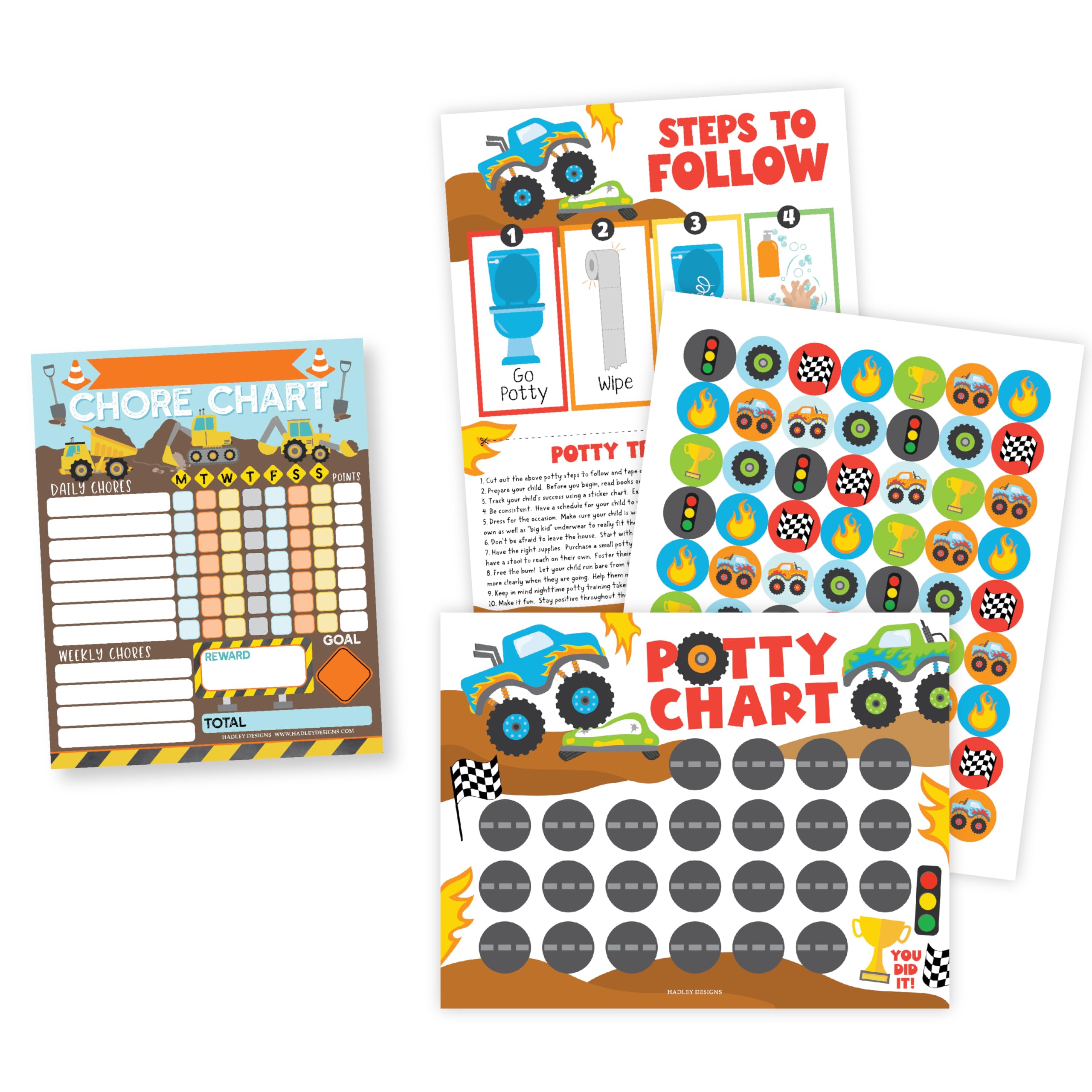 Mua Monster Truck Sticker Chart for Kids Potty Training Chart for ...