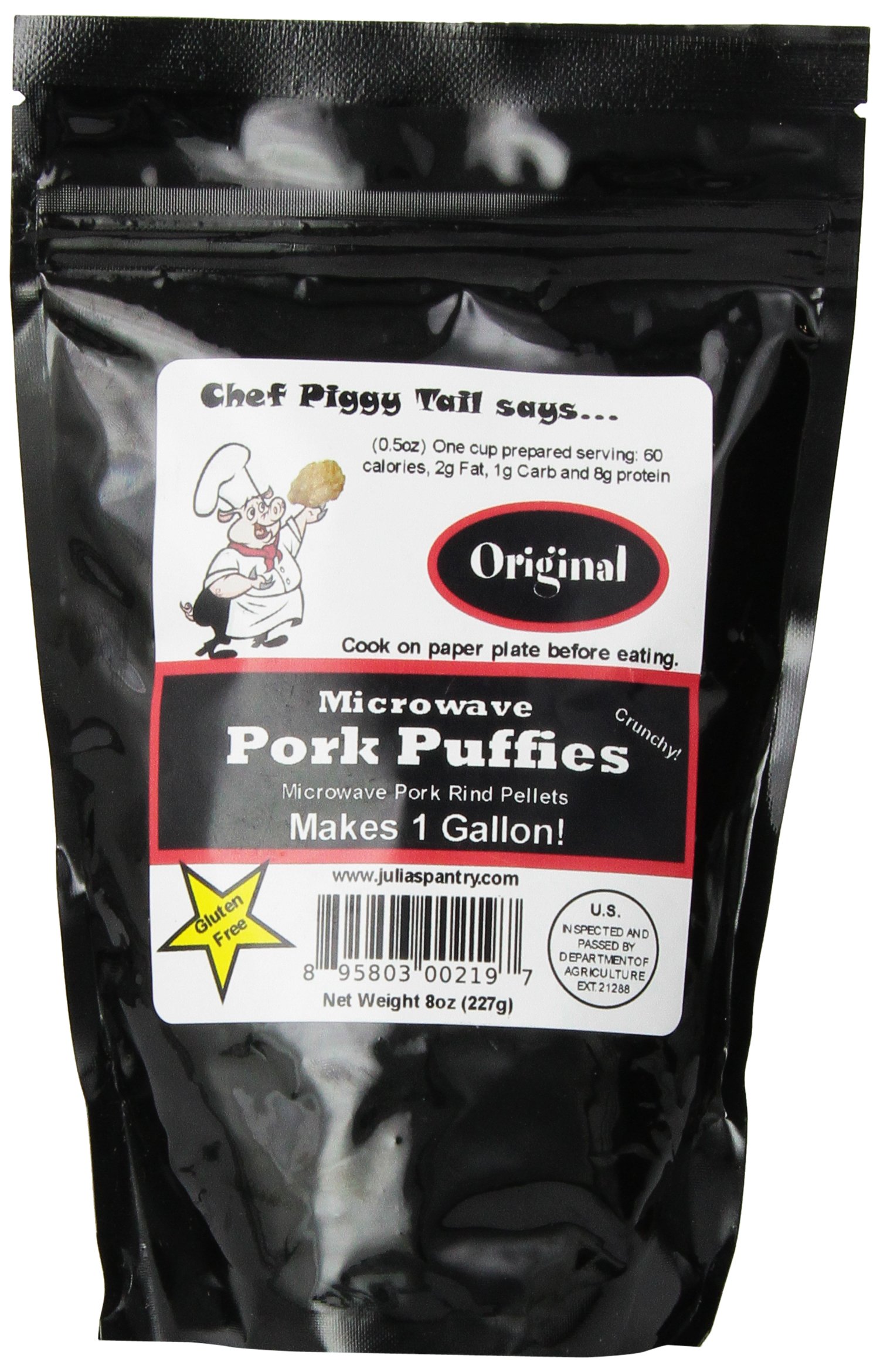 Amazon.com: Chef Piggy Tail Microwave Pork Puffies Pork Rinds, Smokey ...