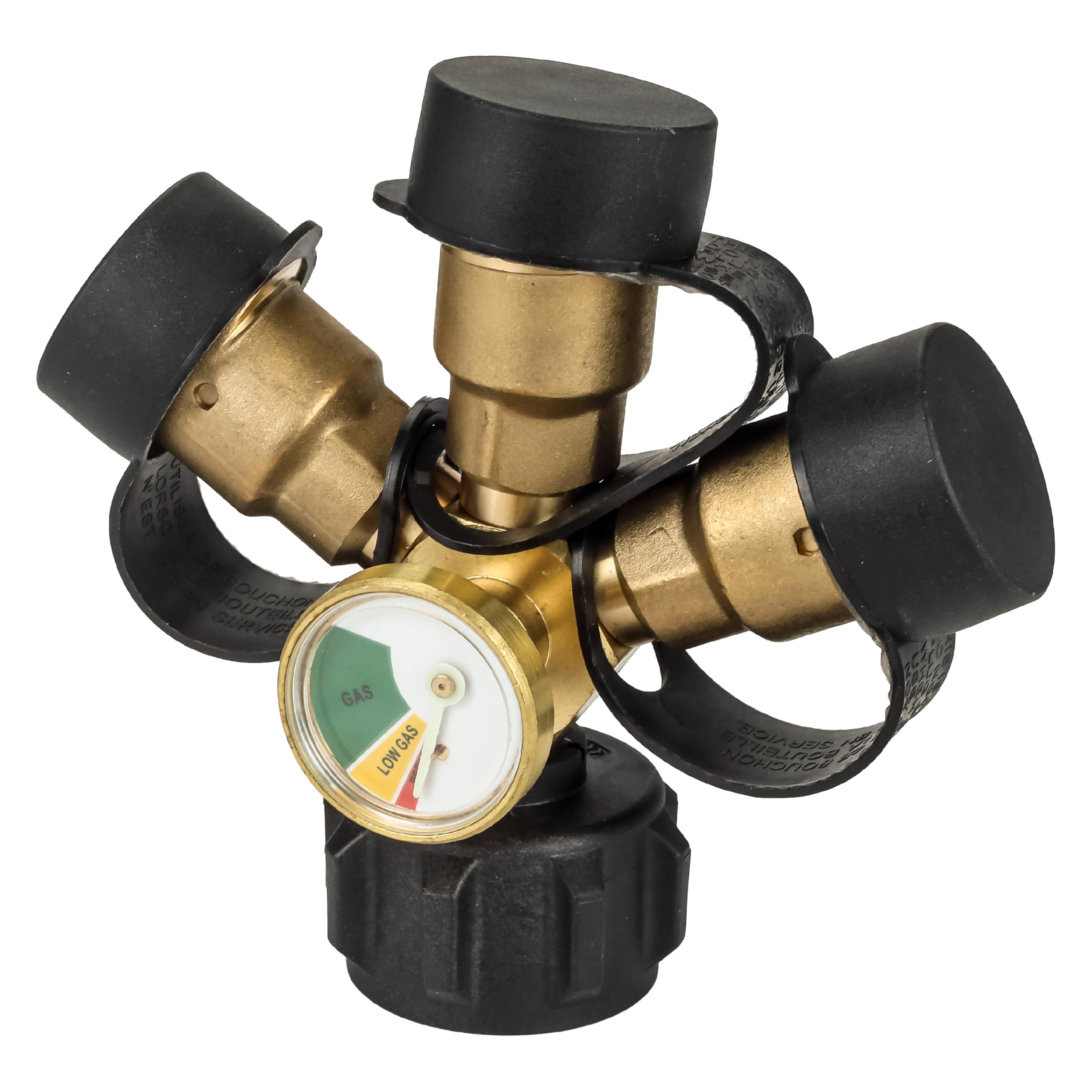 BlueStars 3 Way Propane Splitter Propane Connector QCC/POL with Gauge ...