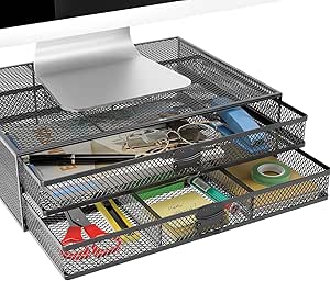 Amazon.com: WALI Metal Mesh Monitor Riser Desktop Stand with Storage ...