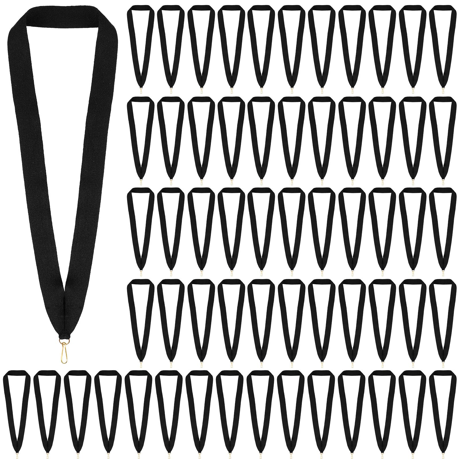 Hanaive Black Award Ribbon Lanyards Medal Ribbons Flat Neck Straps for ...