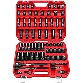 Impact Socket Wrench Set 1/2" Drive - Trivd Frol 65pcs Impact Socket Set Metric and Standard ...