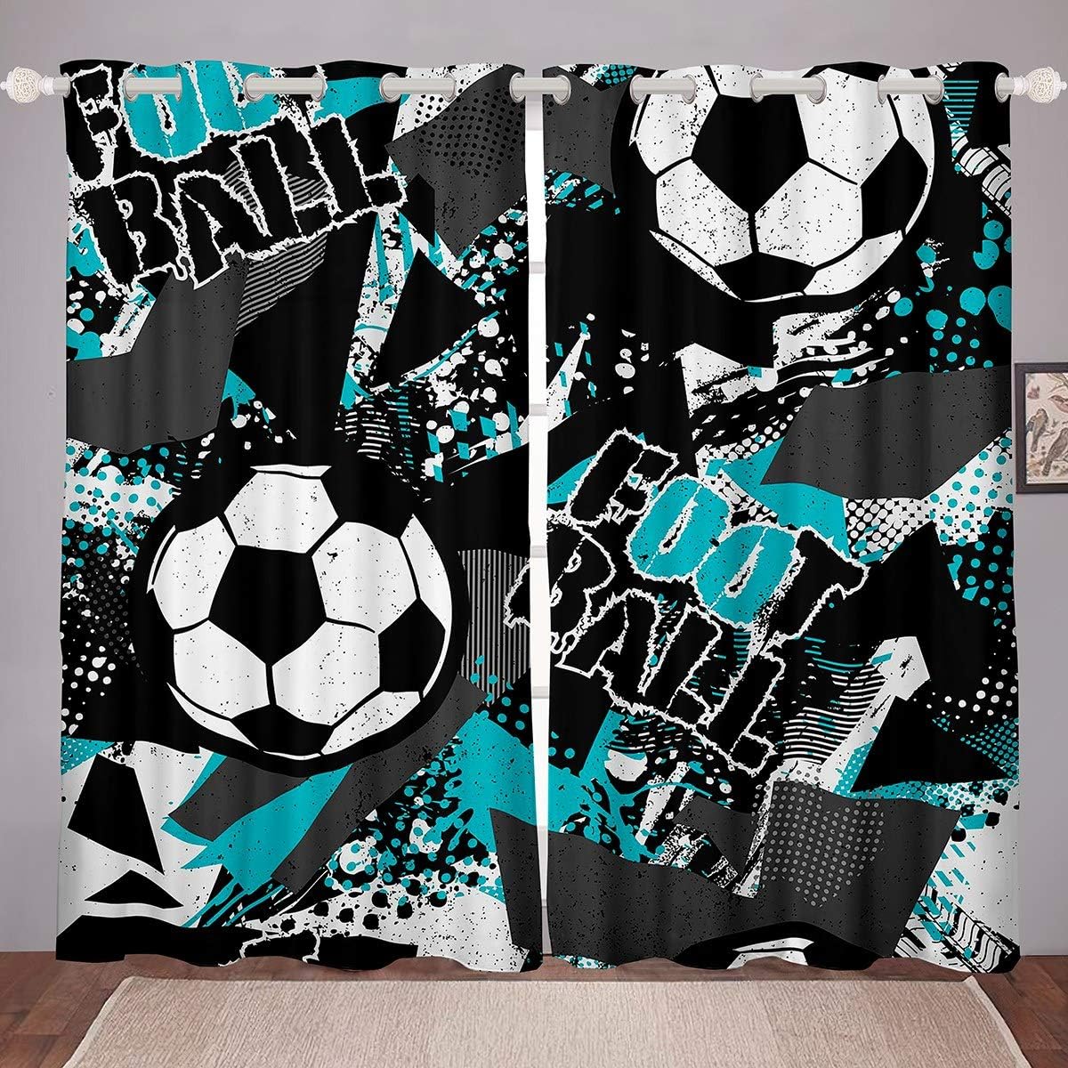 Loussiesd Boys Football Window Treatments For Kids Son Sports Theme ...