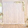 Amazon.com: 20x10ft White Sheer Backdrop Curtains with Lights for ...
