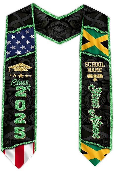Kente Stole Custom Jamaican-American Flag Graduation Stole 2025 ...